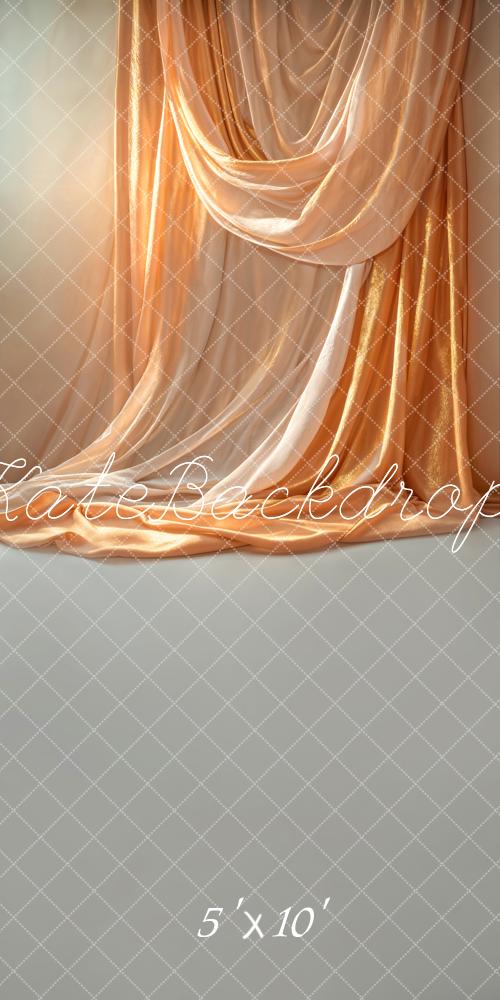 Elegant Peach Satin Draped Photography Backdrop