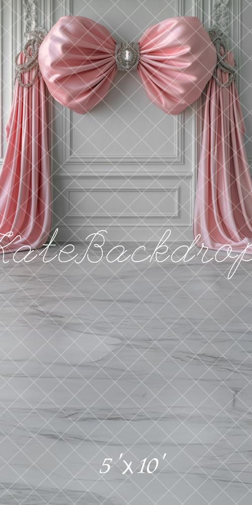 Elegant Pink Satin Bow Draped Backdrop