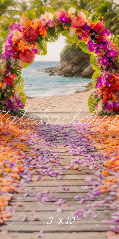 Tropical Floral Beach Wedding Arch Backdrop
