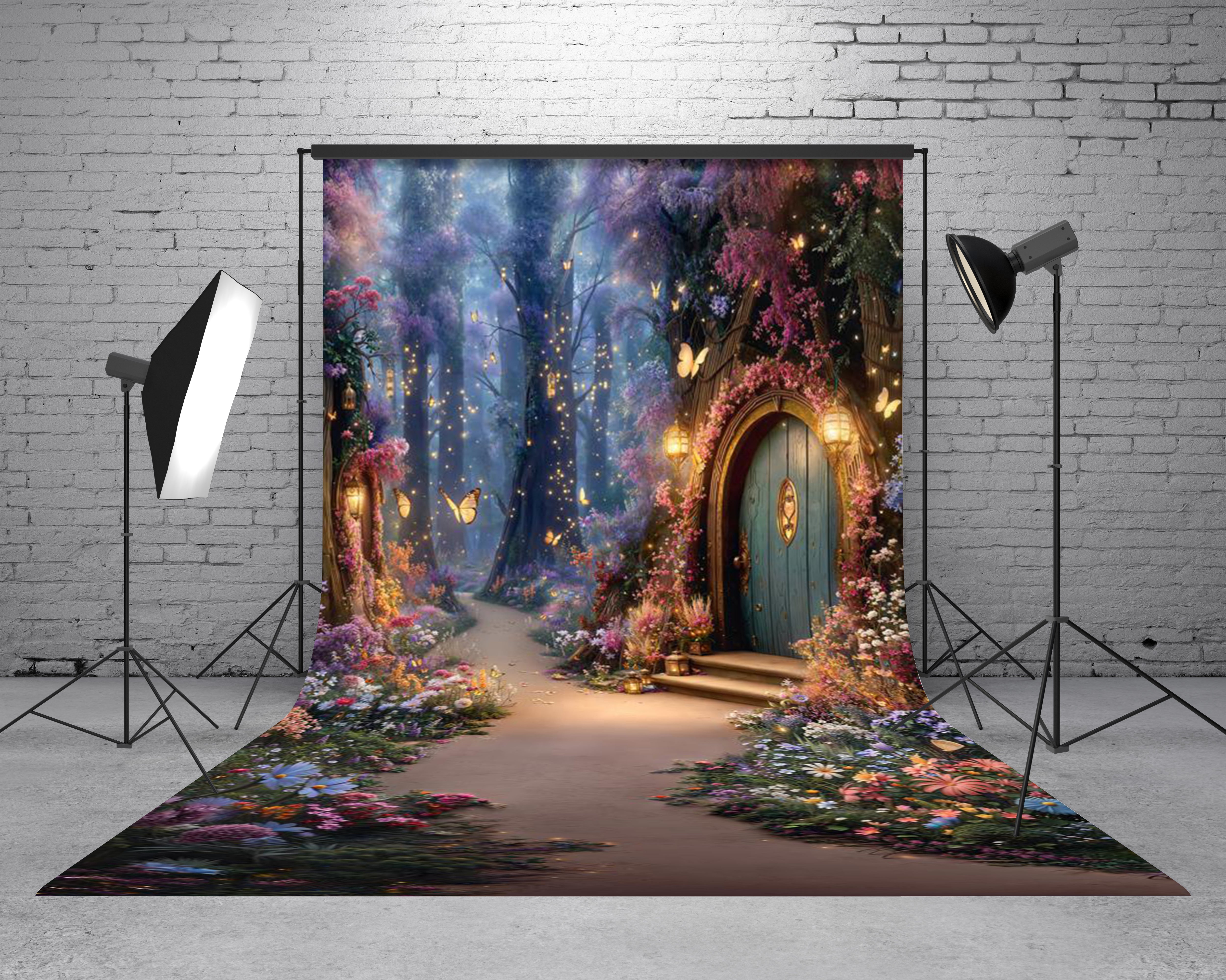 Kate Spring Sweep Fairy Tale Forest Tree House Butterflies Pathway Bac