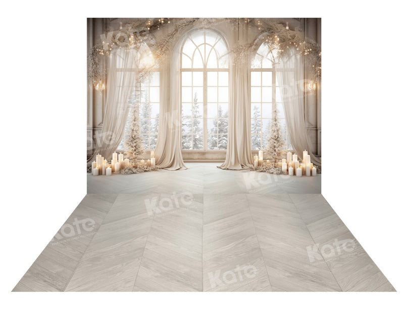 Elegant Winter Candlelit Holiday Backdrop