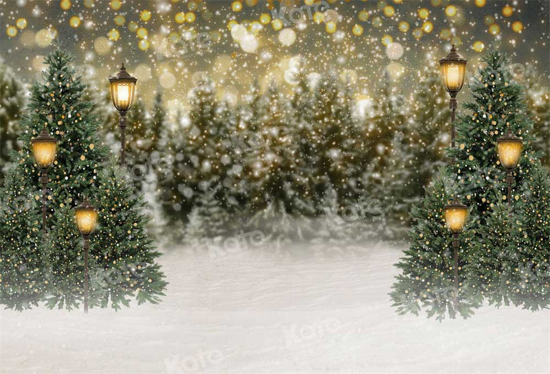 Winter Magic Snowy Pine Tree Backdrop