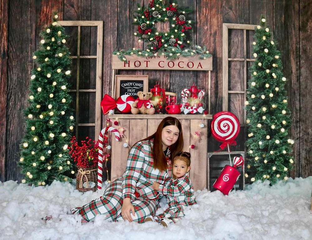 Cozy Rustic Hot Cocoa Holiday Backdrop