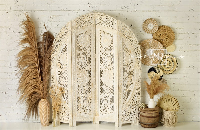 Kate Boho Screen with Pampas Grass Backdrop Designed by Mandy Ringe Ph