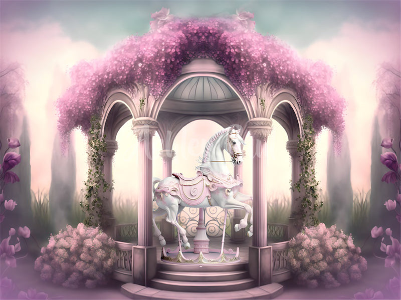 Enchanted Carousel Garden Backdrop
