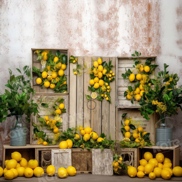 Rustic Lemon Grove Wooden Crates Backdrop