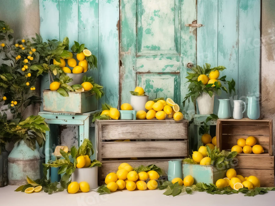 Rustic Lemon Grove Vintage Door Backdrop