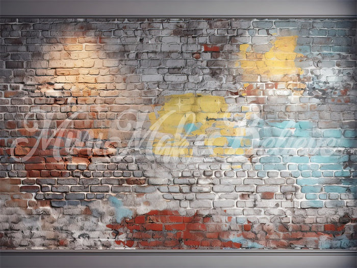 Urban Vintage Graffiti Brick Wall Backdrop