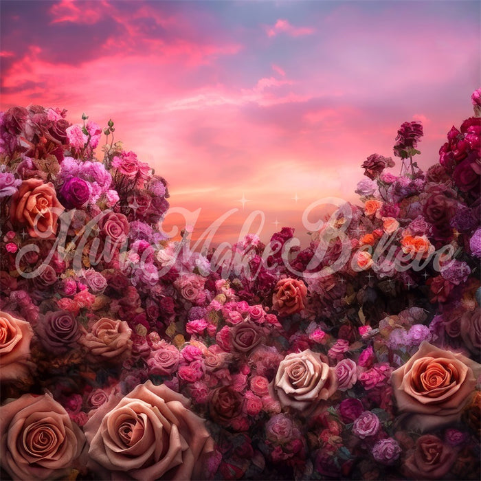Romantic Sunset Floral Garden Backdrop