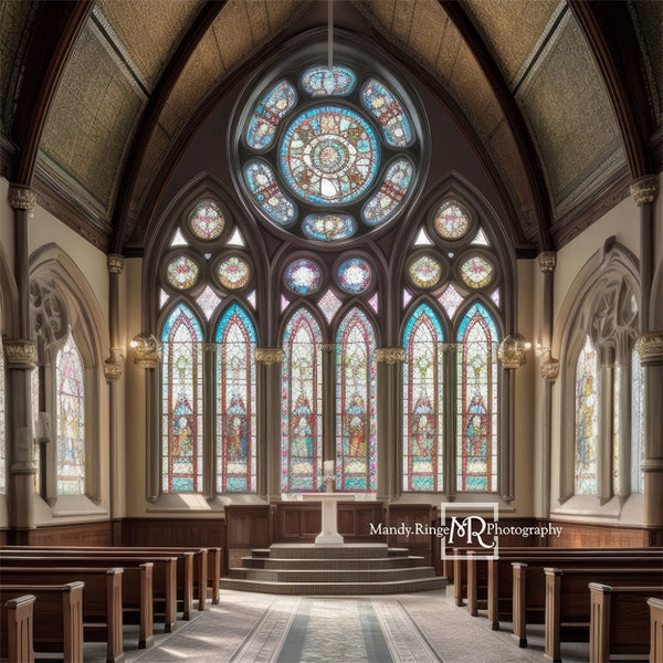 Elegant Gothic Cathedral Stained Glass Backdrop