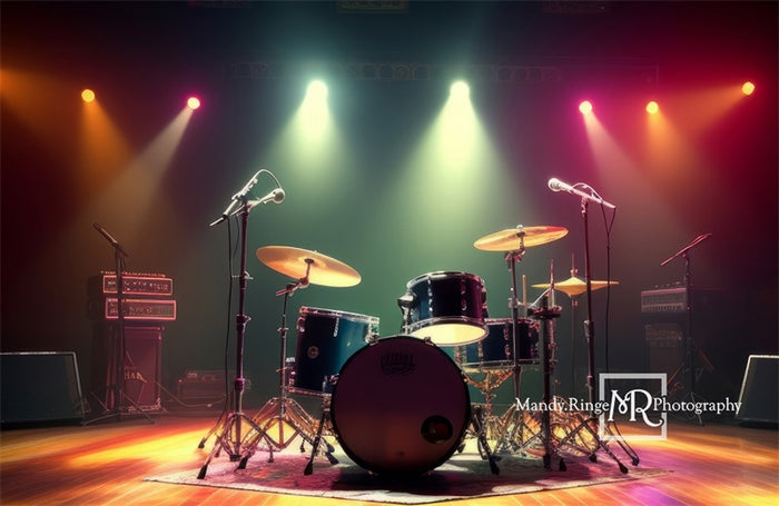 Live Stage Drum Set Spotlight Backdrop