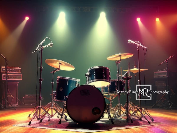 Live Stage Drum Set Spotlight Backdrop