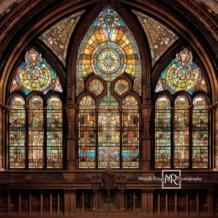Kate Gothic Arched Stained Glass Window Backdrop Designed by Mandy Rin