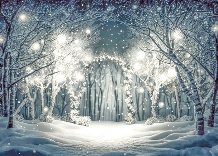Enchanted Winter Snowy Forest Backdrop