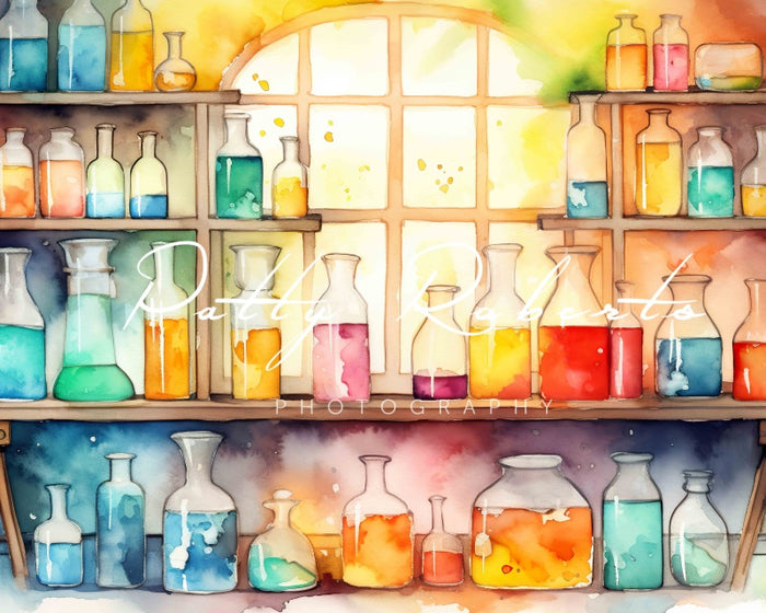 Watercolor Apothecary Bottles Backdrop