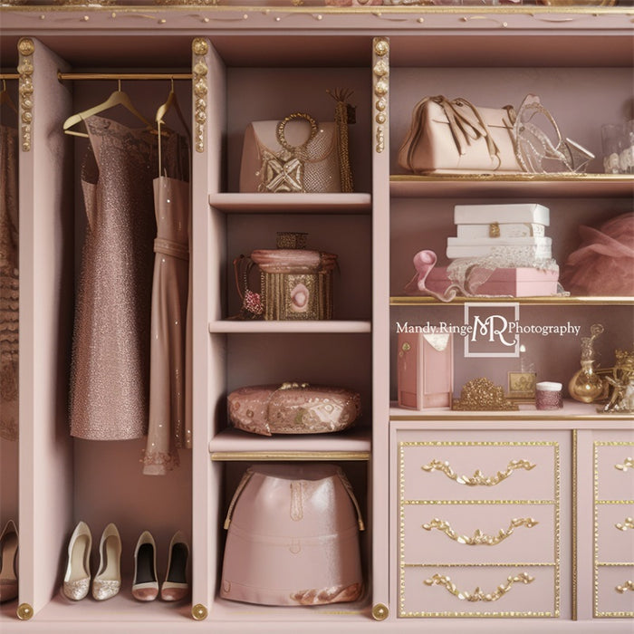 Elegant Pink Vintage Closet Display Backdrop