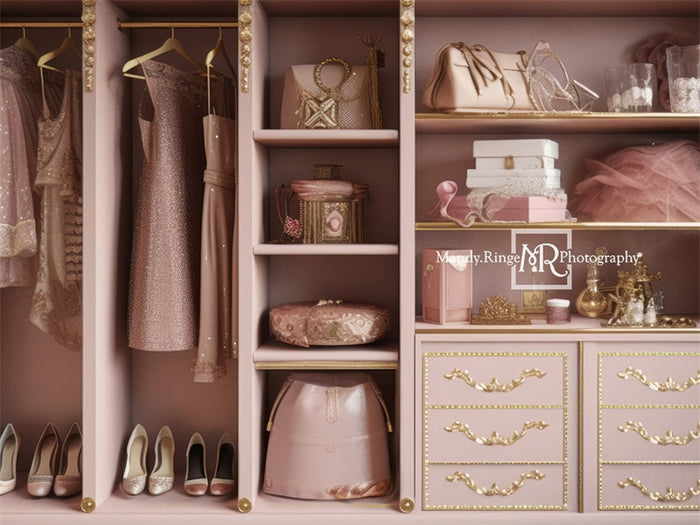 Elegant Pink Vintage Closet Display Backdrop