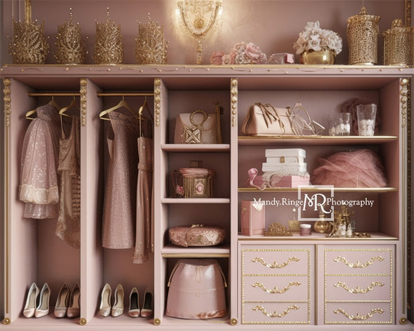 Elegant Pink Vintage Closet Display Backdrop