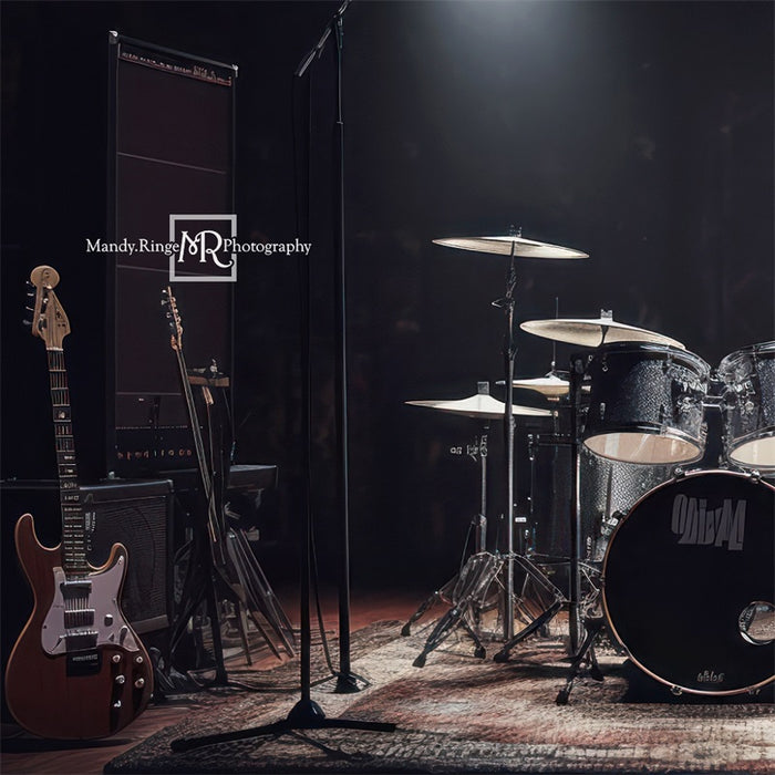 Vintage Music Studio Drum Set Backdrop