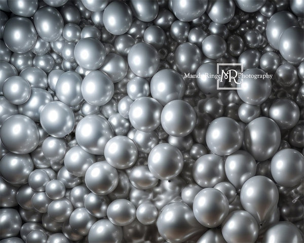 Kate Silver Balloon Wall Backdrop Designed by Mandy Ringe Photography