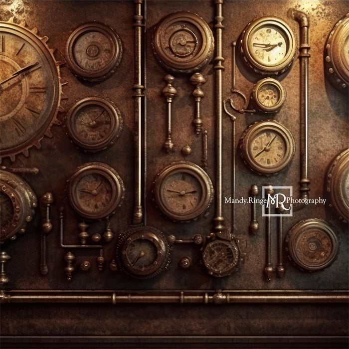 Vintage Steampunk Clockwork Industrial Backdrop