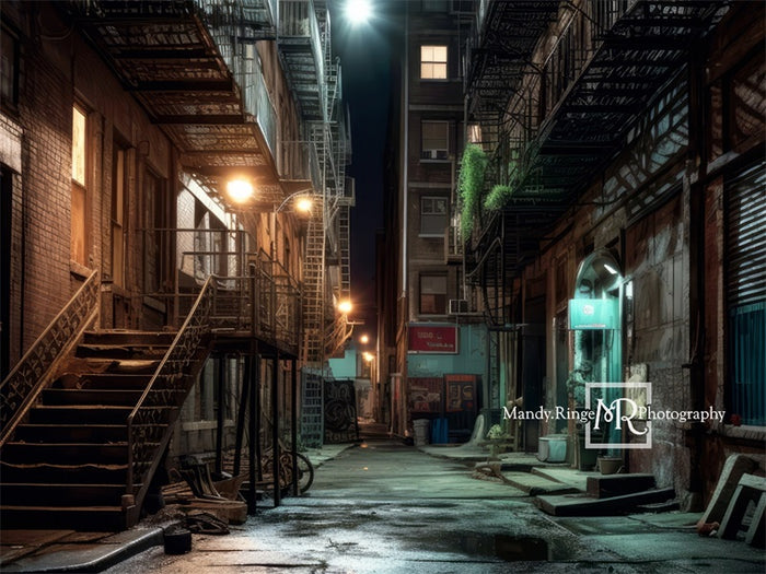 Urban Night Alley Street Scene Backdrop