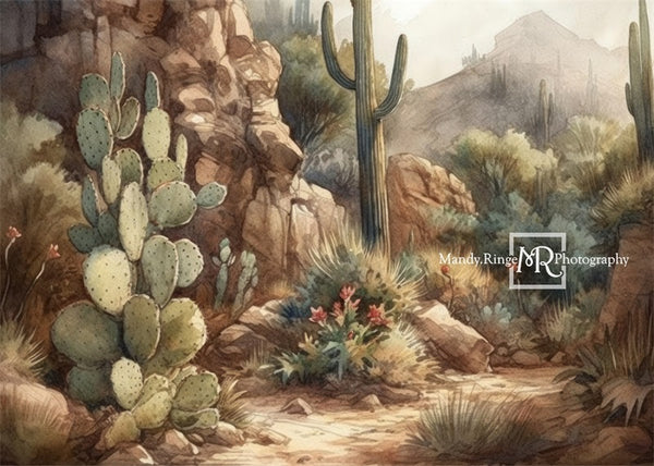 Desert Serenity Cactus Landscape Backdrop