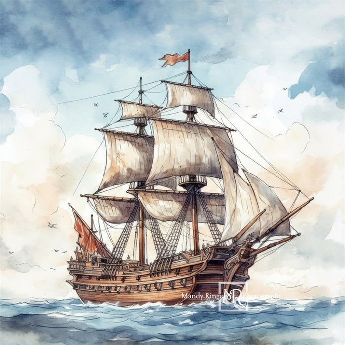 Vintage Sailing Ship Watercolor Backdrop
