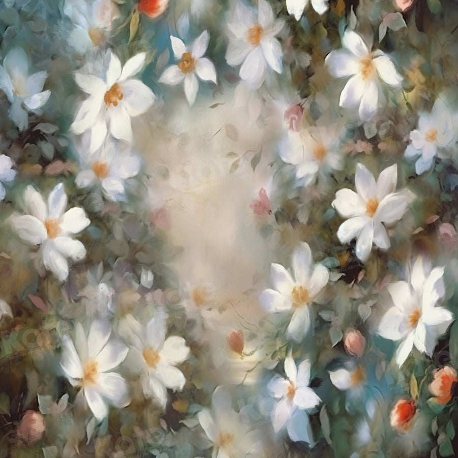 Ethereal White Blossom Garden Backdrop