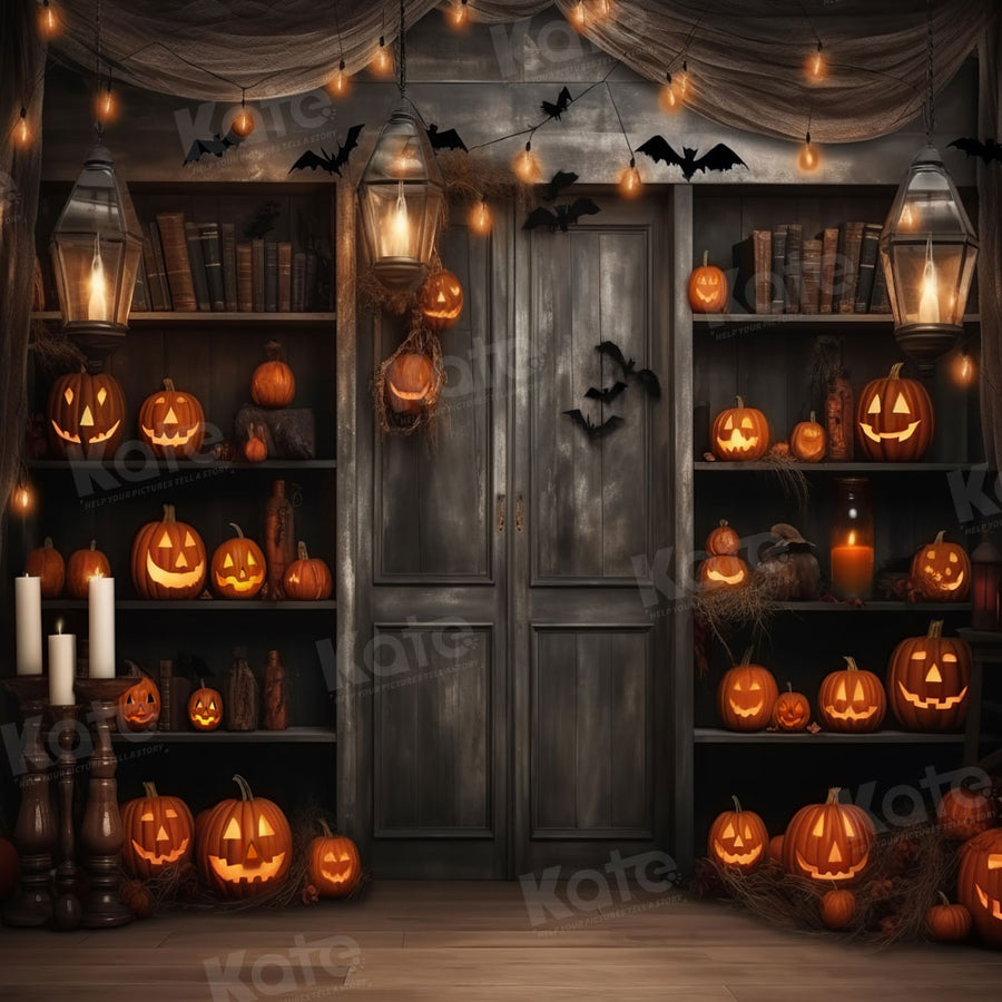 Spooky Halloween Pumpkin Lantern Backdrop