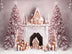 Kate Christmas Pink Tree Fireplace Gingerbread House Backdrop for Phot