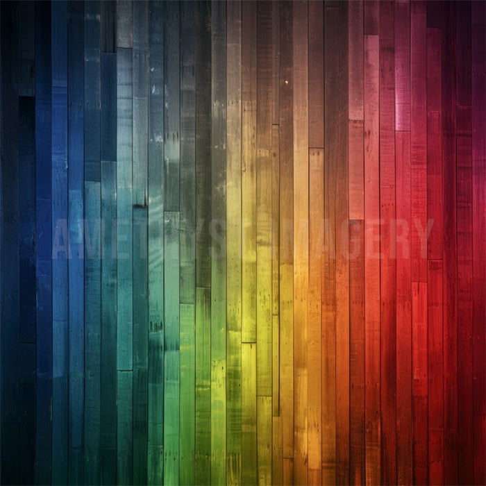 Vibrant Rustic Rainbow Wood Backdrop