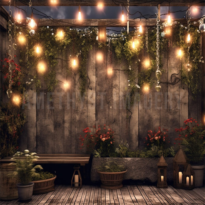 Rustic Garden Evening Light Backdrop