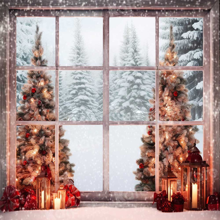 Cozy Winter Christmas Window Backdrop