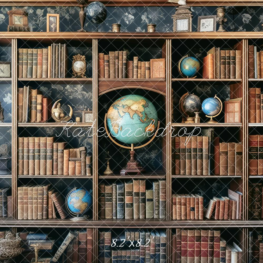 Kate Back to School Book Shelf Globe Backdrop Designed by Chain Photog