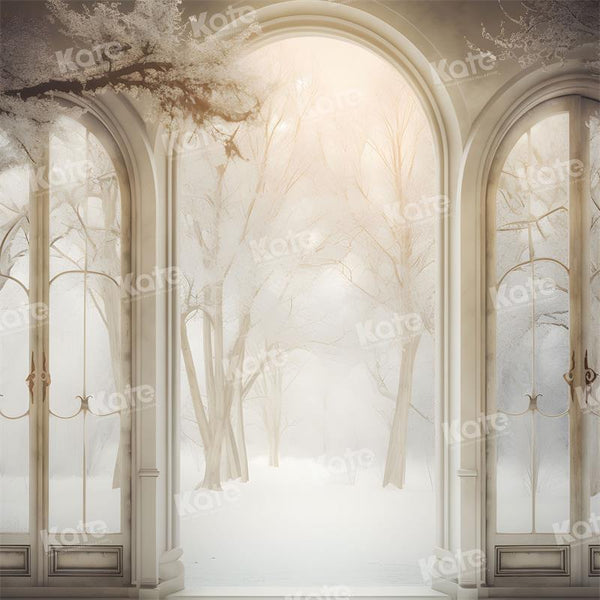 Kate Winter Snowy Tree Path Window Backdrop for Photography
