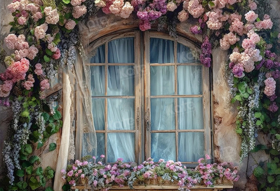 Rustic Floral Window Garden Backdrop