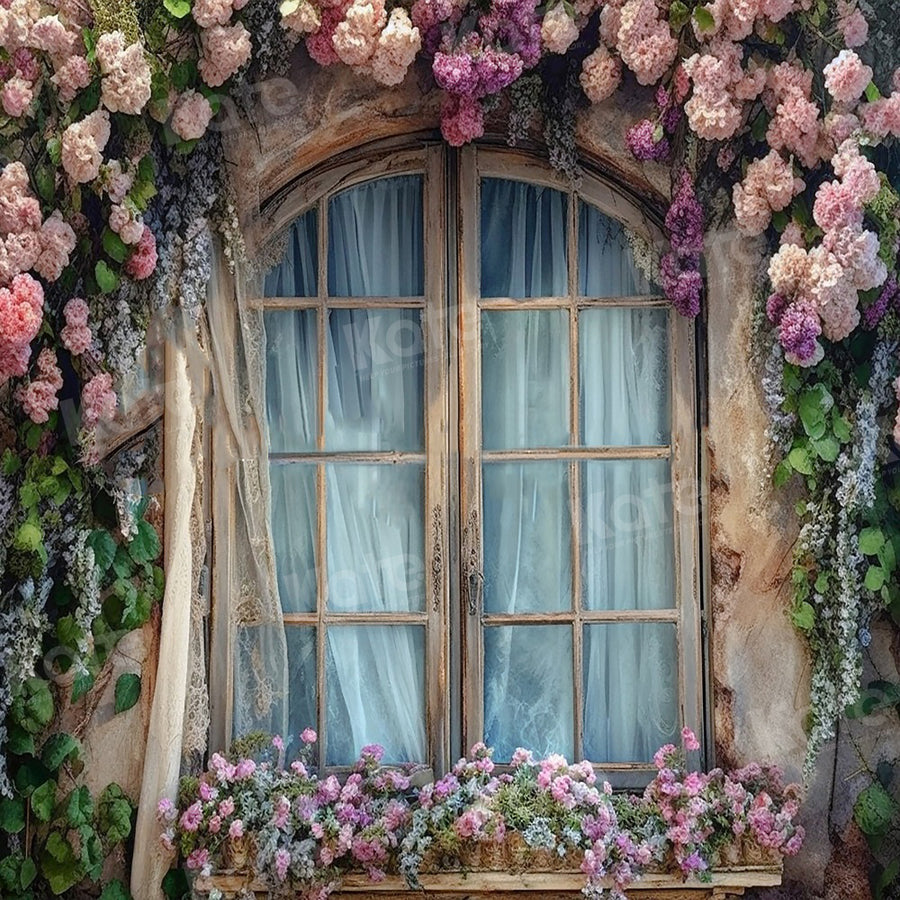 Rustic Floral Window Garden Backdrop