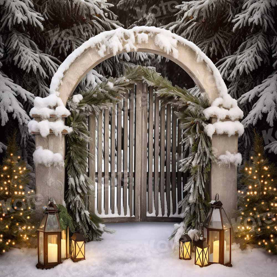 Snowy Winter Archway Holiday Backdrop