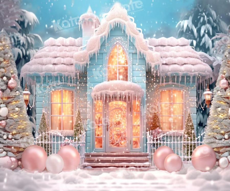 Winter Wonderland Frosted Cottage Backdrop