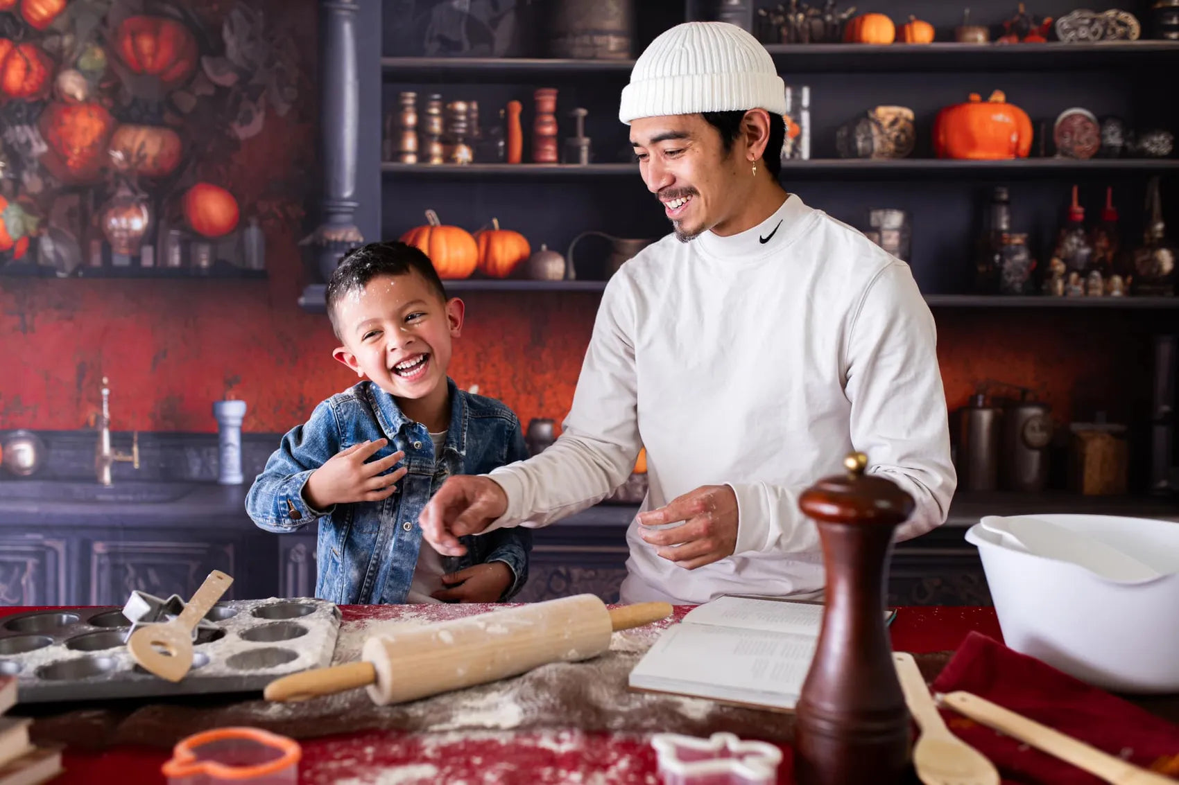 Kate Autumn Kitchen with Pumpkins Backdrop Designed by Mandy Ringe Pho