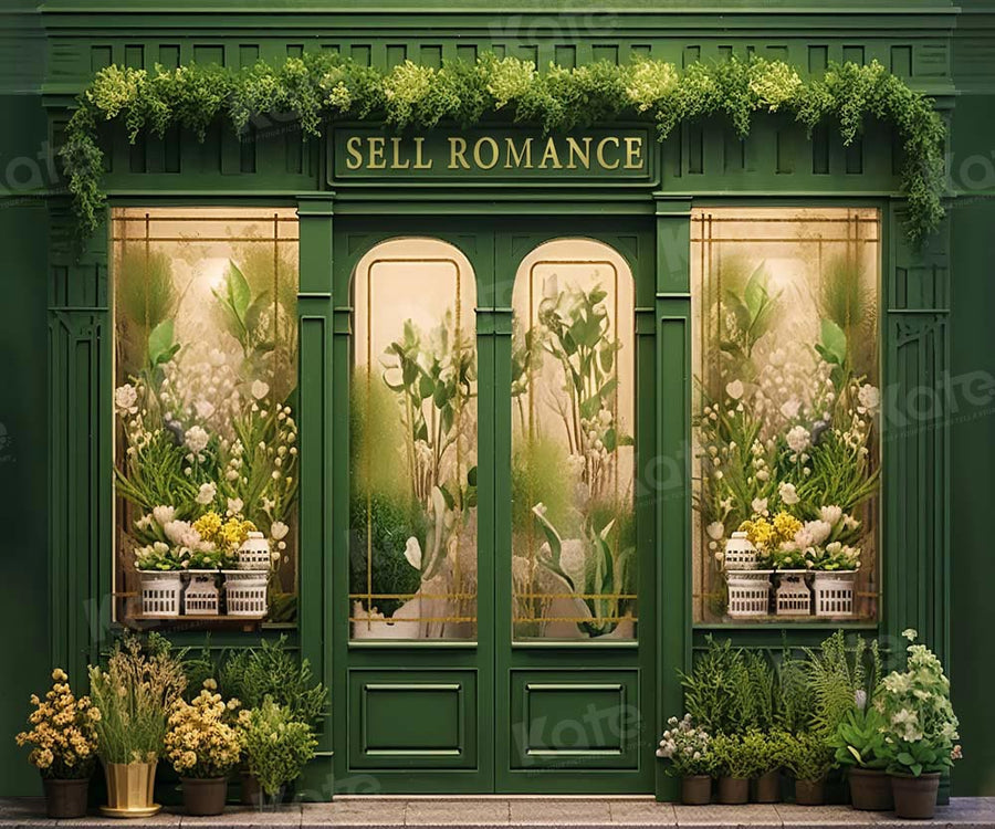 Elegant Botanical Green Storefront Backdrop