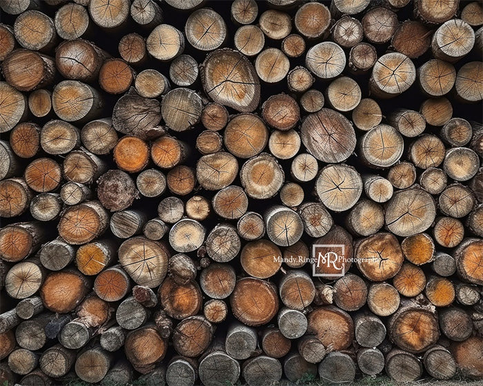 Rustic Stacked Wood Log Backdrop
