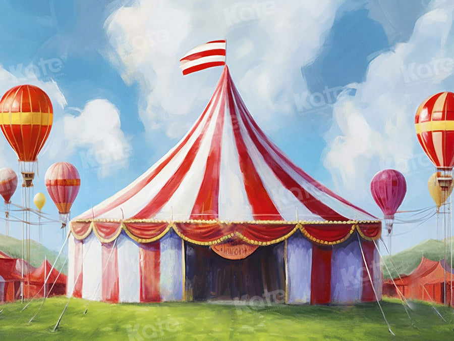 Vintage Red White Carnival Circus Tent Backdrop