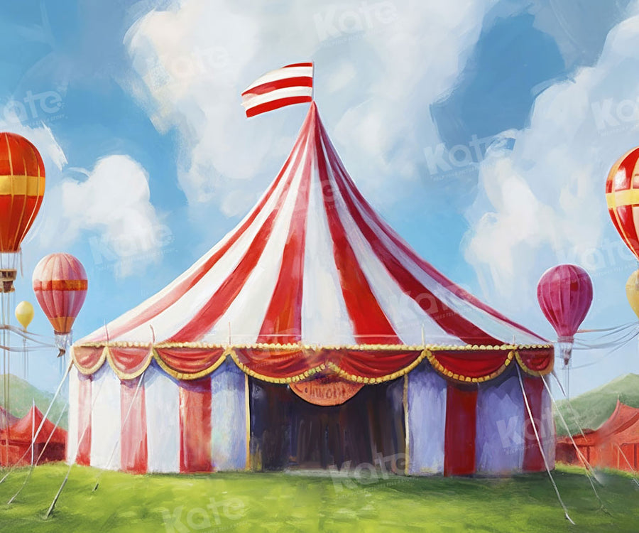 Vintage Red White Carnival Circus Tent Backdrop