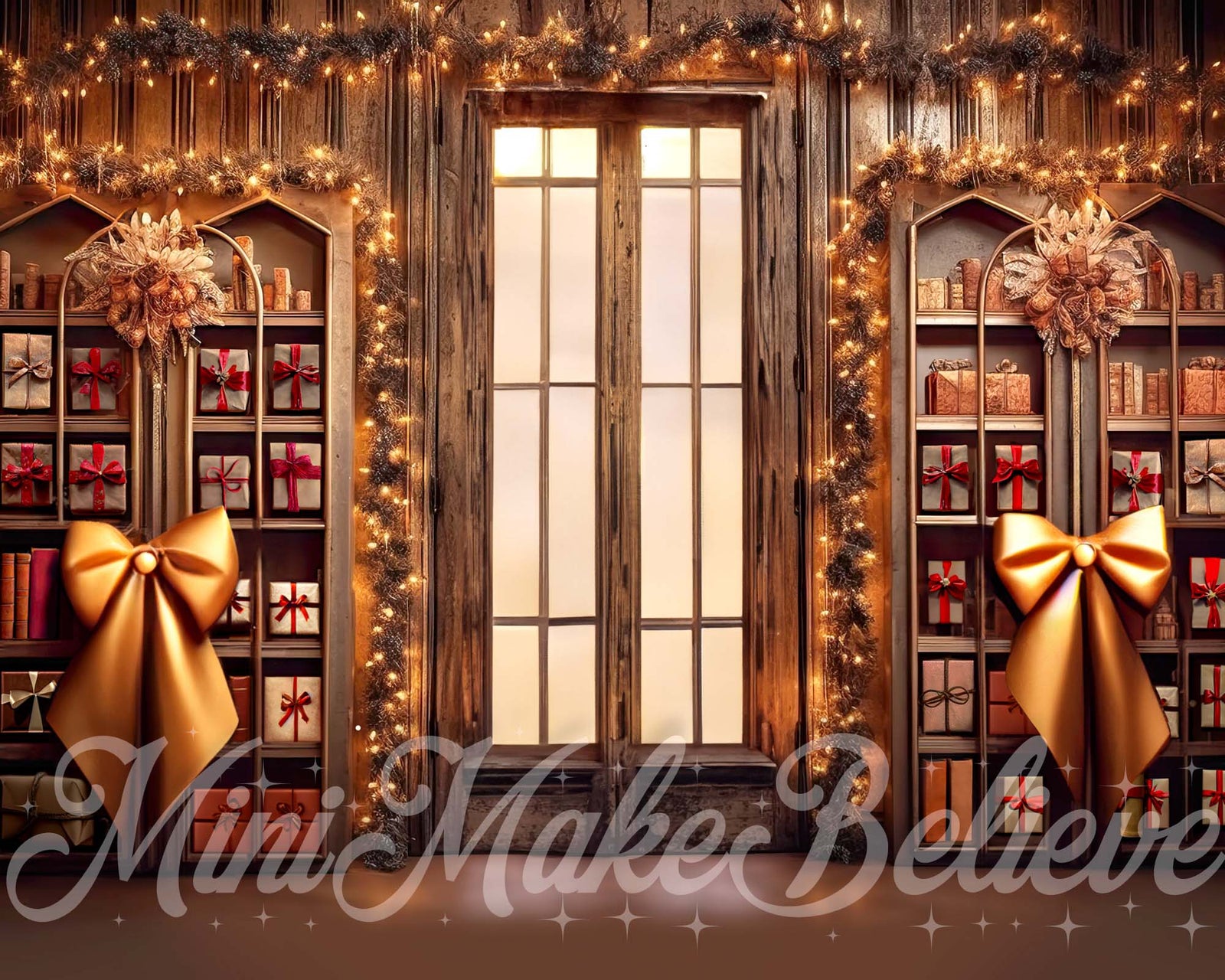 Rustic Holiday Gift Shelf Backdrop