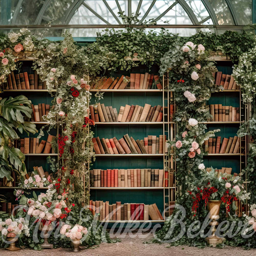 Vintage Floral Library Garden Backdrop