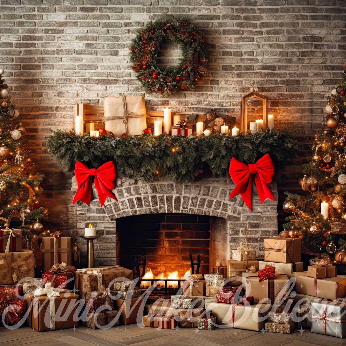 Cozy Festive Hearth Christmas Backdrop