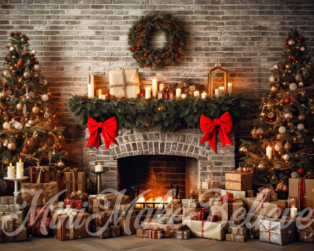 Cozy Festive Hearth Christmas Backdrop