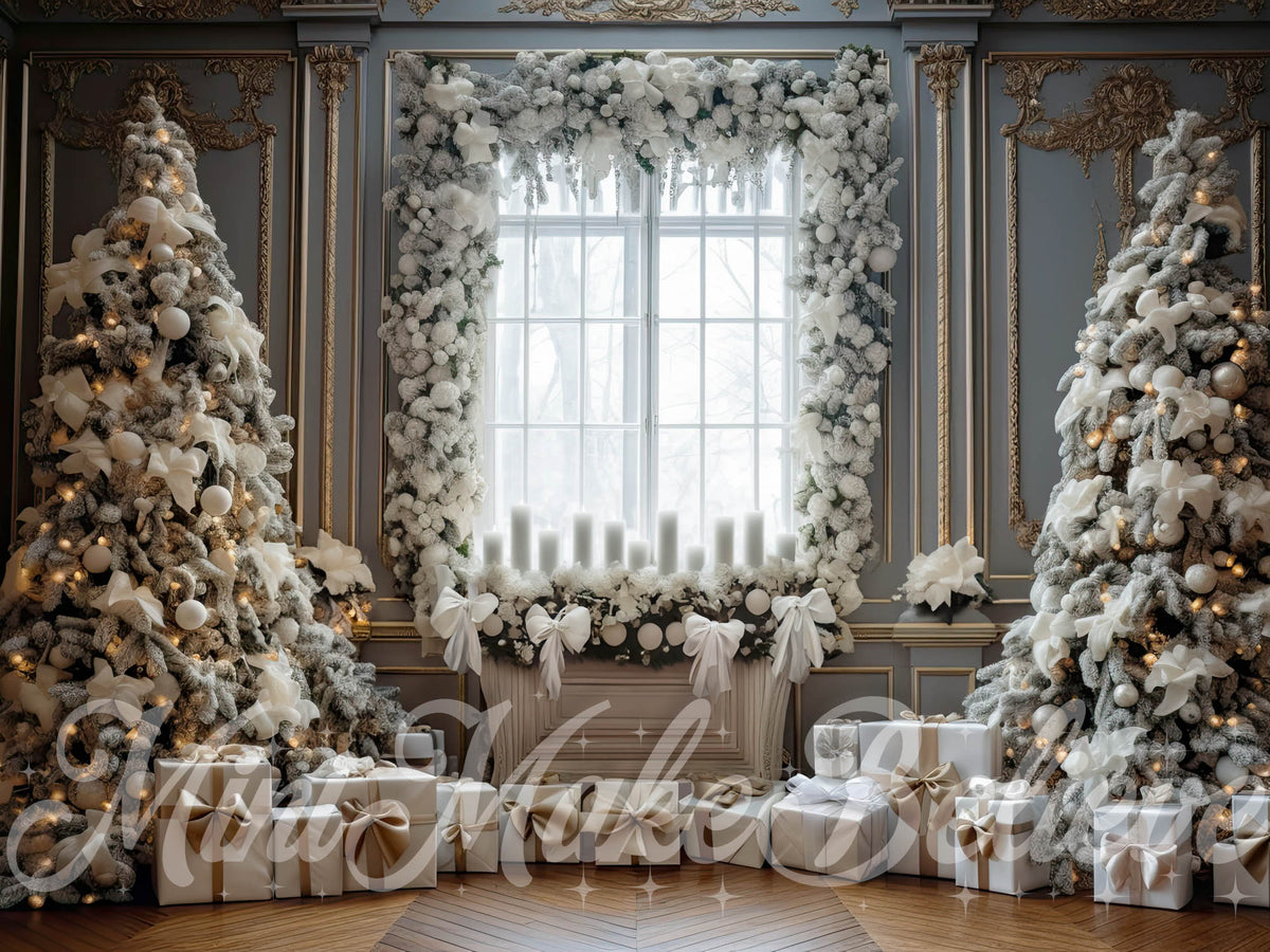Elegant Winter White Holiday Backdrop
